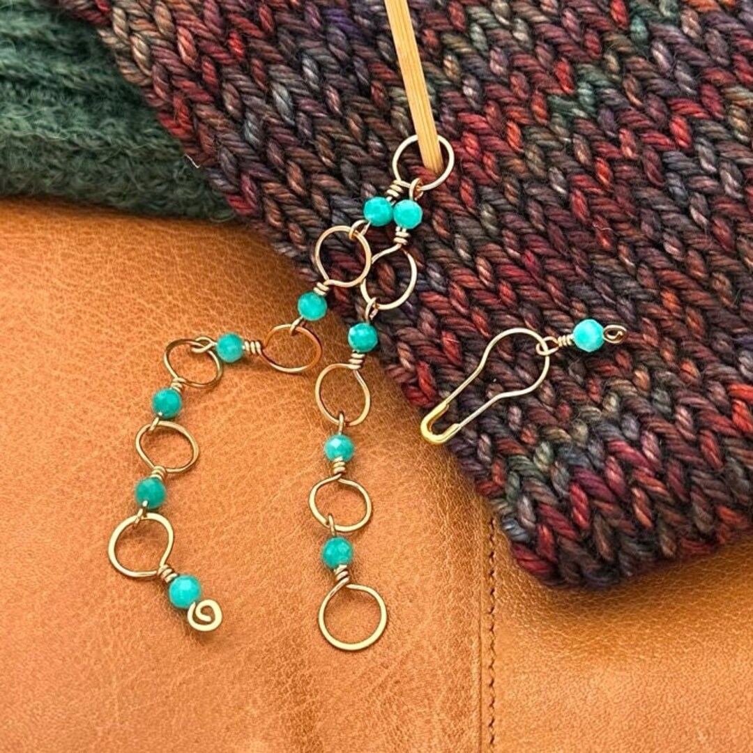 Knitting Row Counter Chain Counter Flat Chain Amazonite - Etsy