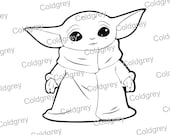 Baby Yoda Outline SVG EPS JPG Instant Download for Cricut - Etsy