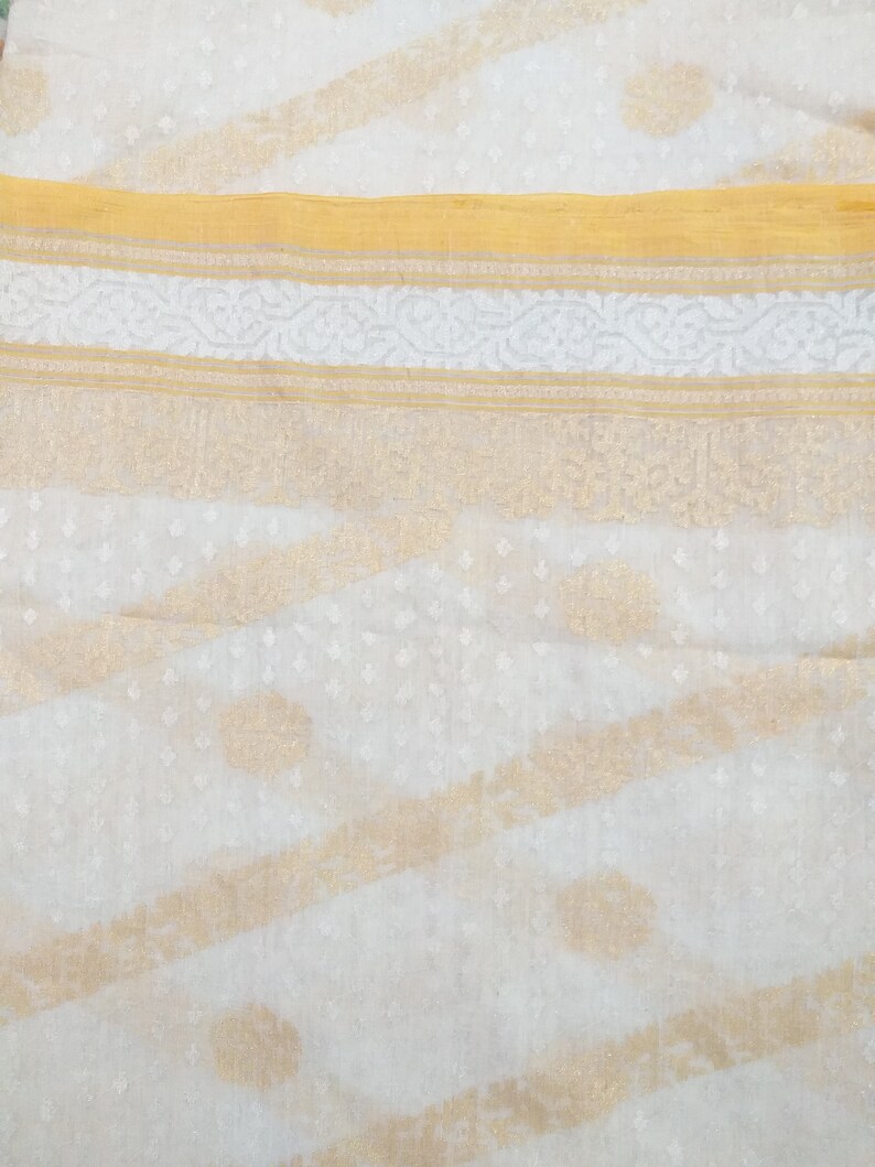 Shwetambari Cotton Jamdani Saree Real Zari Sarsari Traditional Banarasi ...