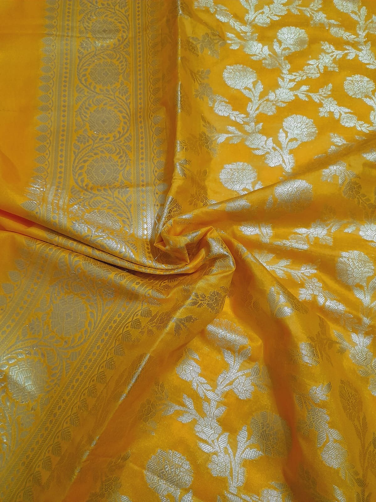 Wedding Dupatta Zari Work Yellow Dupatta Art Silk Dupatta Banarasi Silk ...