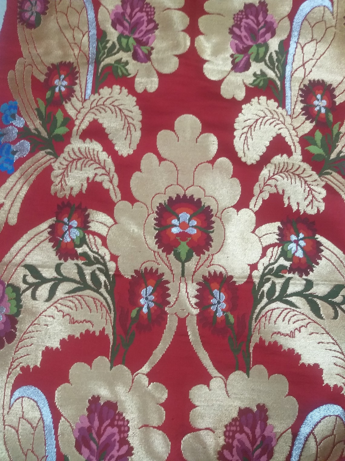 Red Brocade Tibetan Brocade Handmade Brocade Handloom Brocade Indian ...