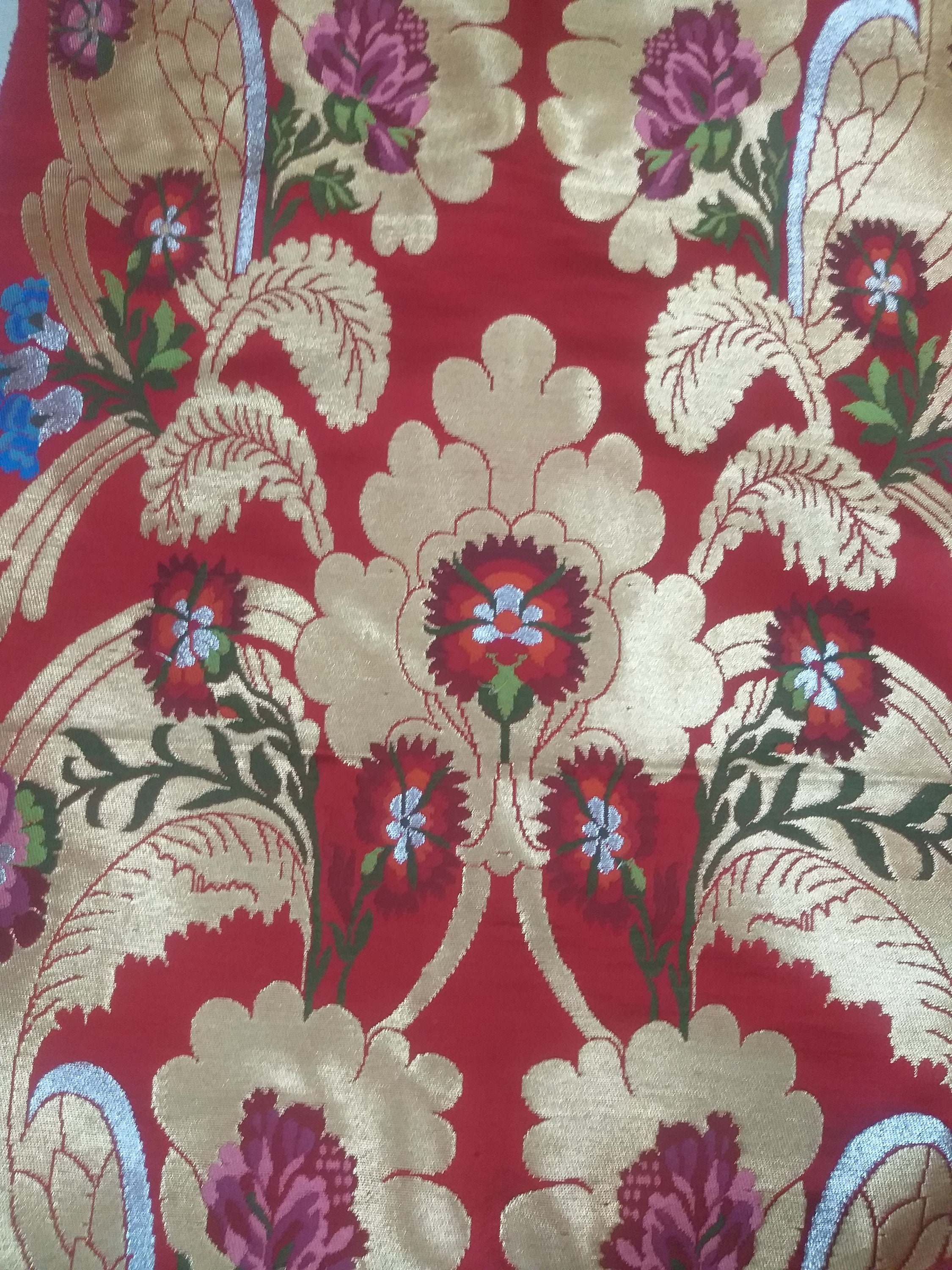 Red Brocade Tibetan Brocade Handmade Brocade Handloom Brocade Indian ...
