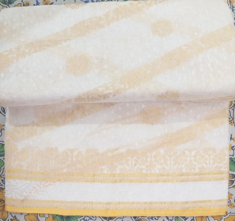 Shwetambari Cotton Jamdani Saree Real Zari Sarsari Traditional Banarasi ...