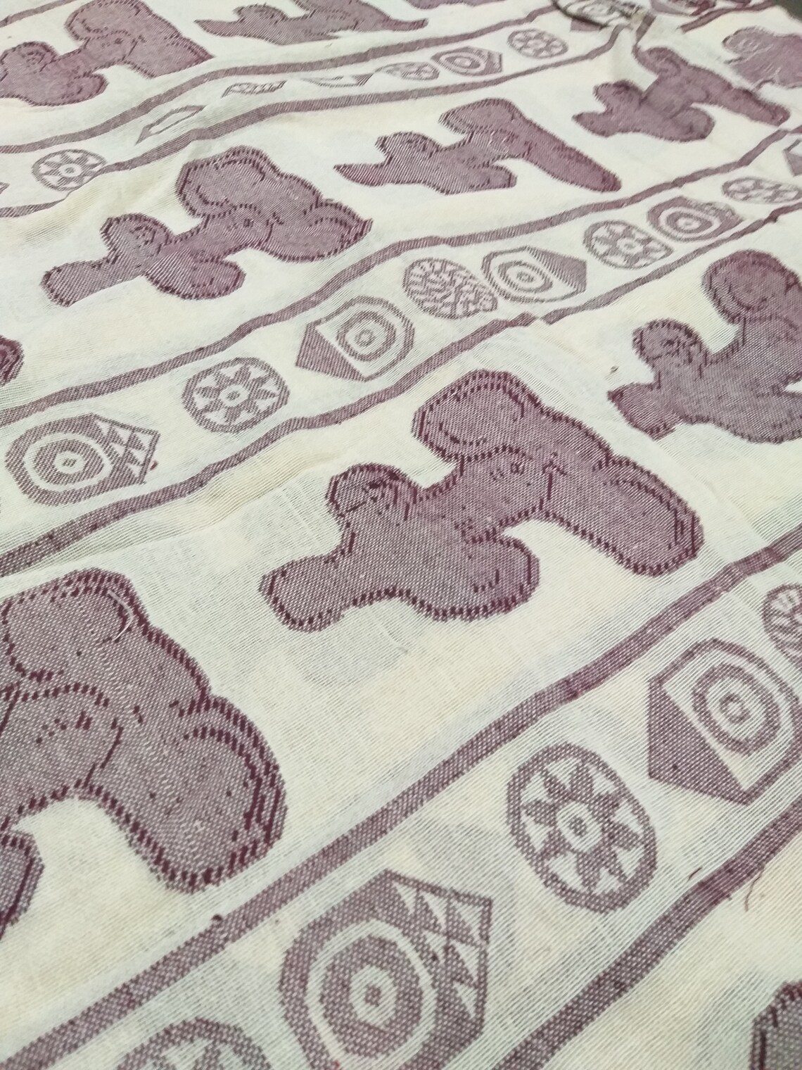 Jacquard Cotton Cutwork Fabric Handmade Cotton Fabric Handloom | Etsy