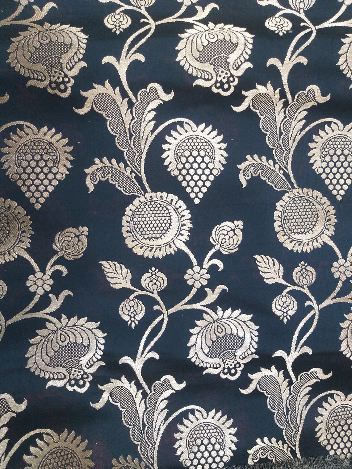 Black Tibetan Brocade Handmade Brocade Banarasi Brocade Indian Brocade ...