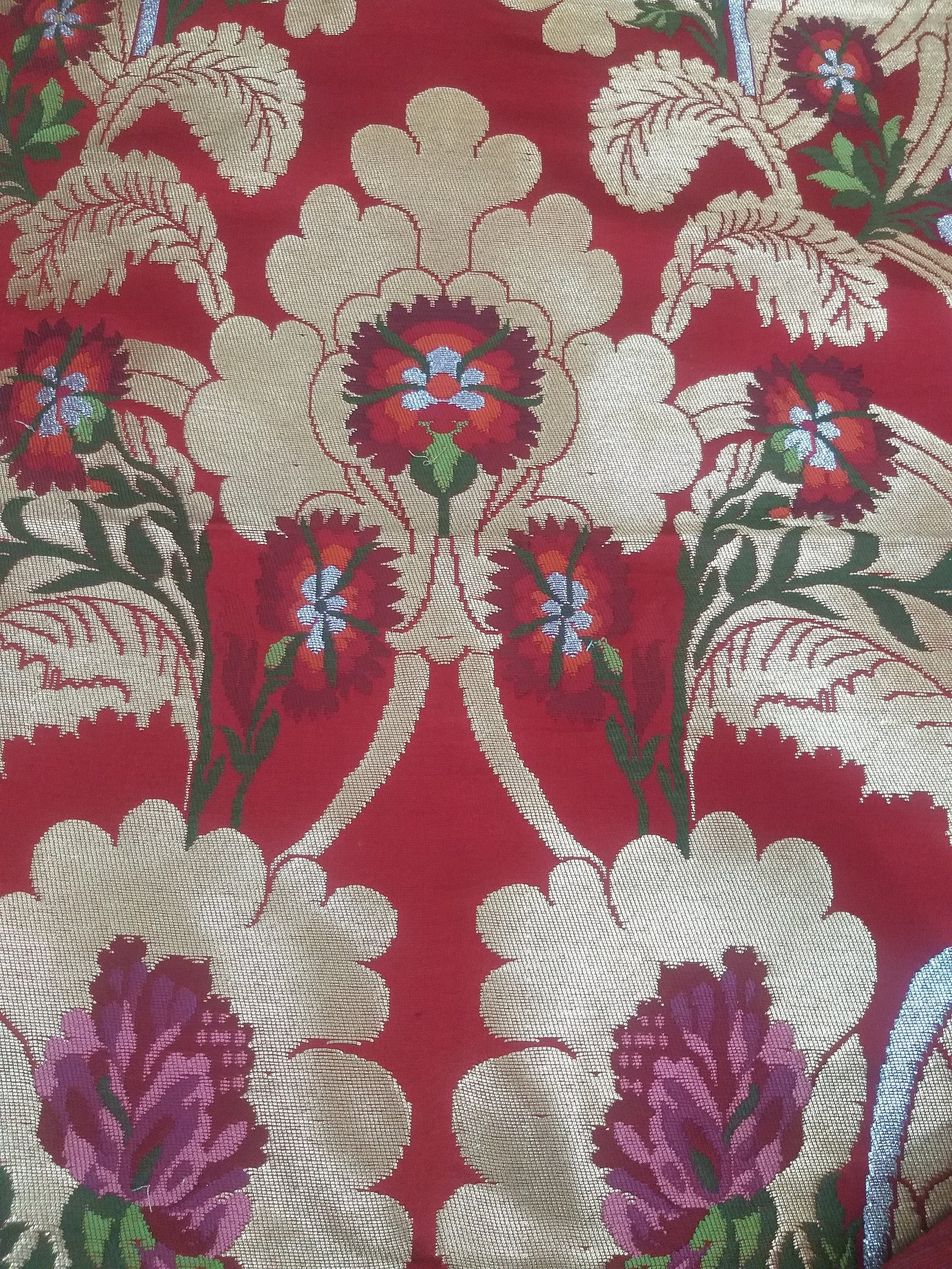 Red Brocade Tibetan Brocade Handmade Brocade Handloom Brocade Indian ...