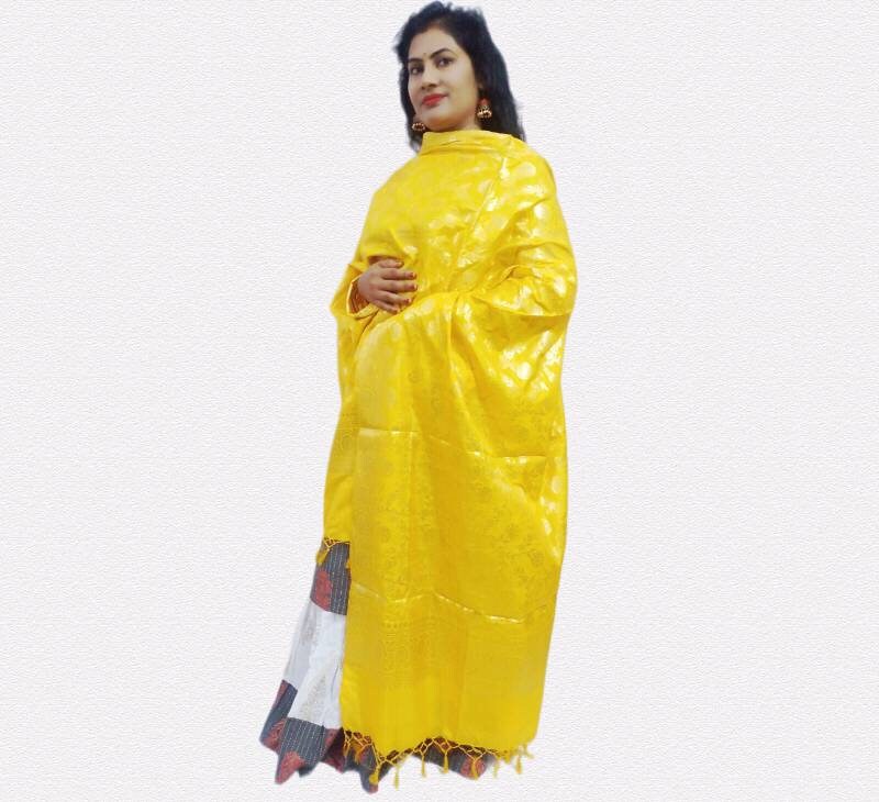 Wedding Dupatta Zari Work Yellow Dupatta Art Silk Dupatta | Etsy