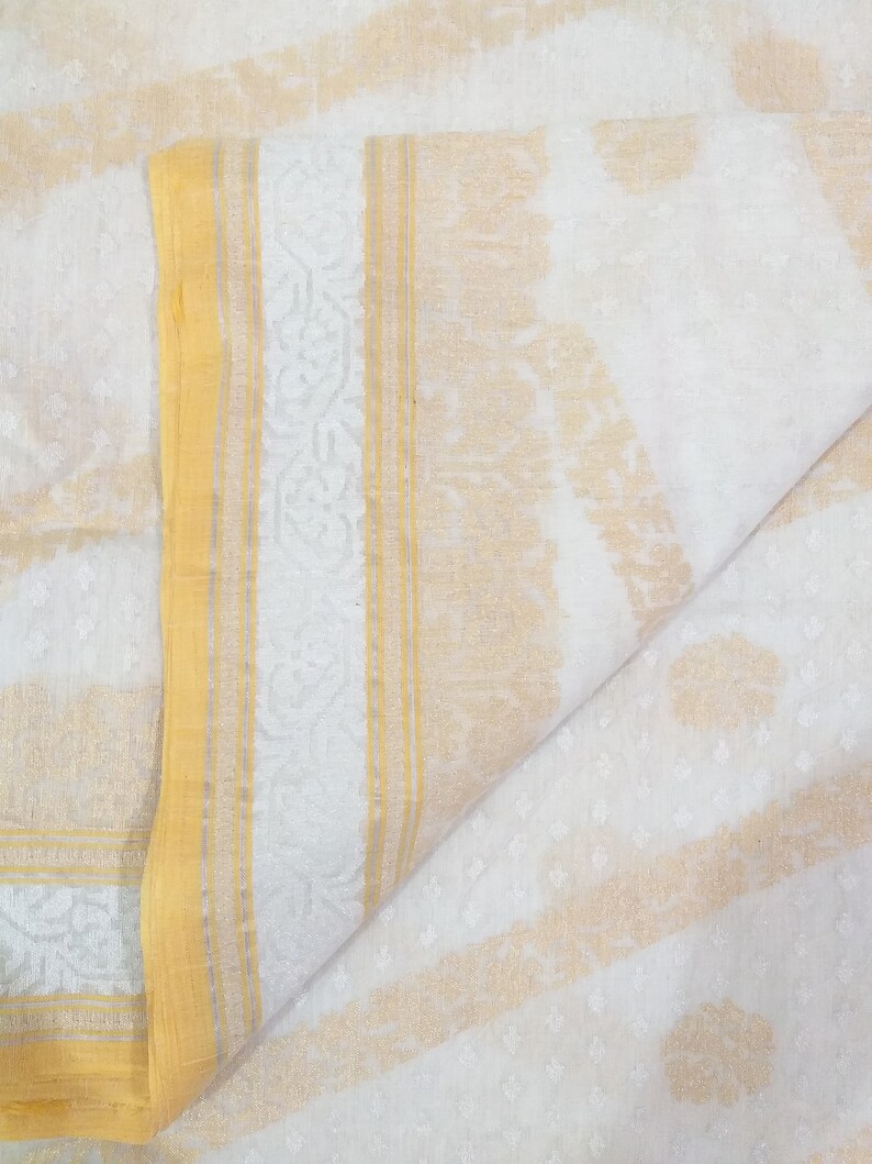 Shwetambari Cotton Jamdani Saree Real Zari Sarsari Traditional Banarasi ...