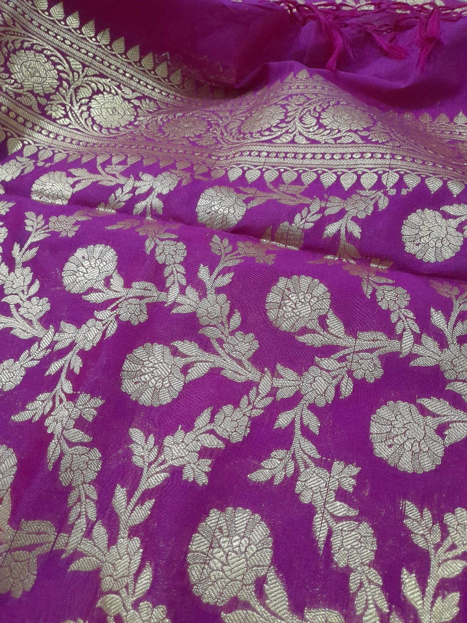 Handloom Dupatta Purple Dupatta Art Silk Dupatta Wedding Dupatta Zari ...