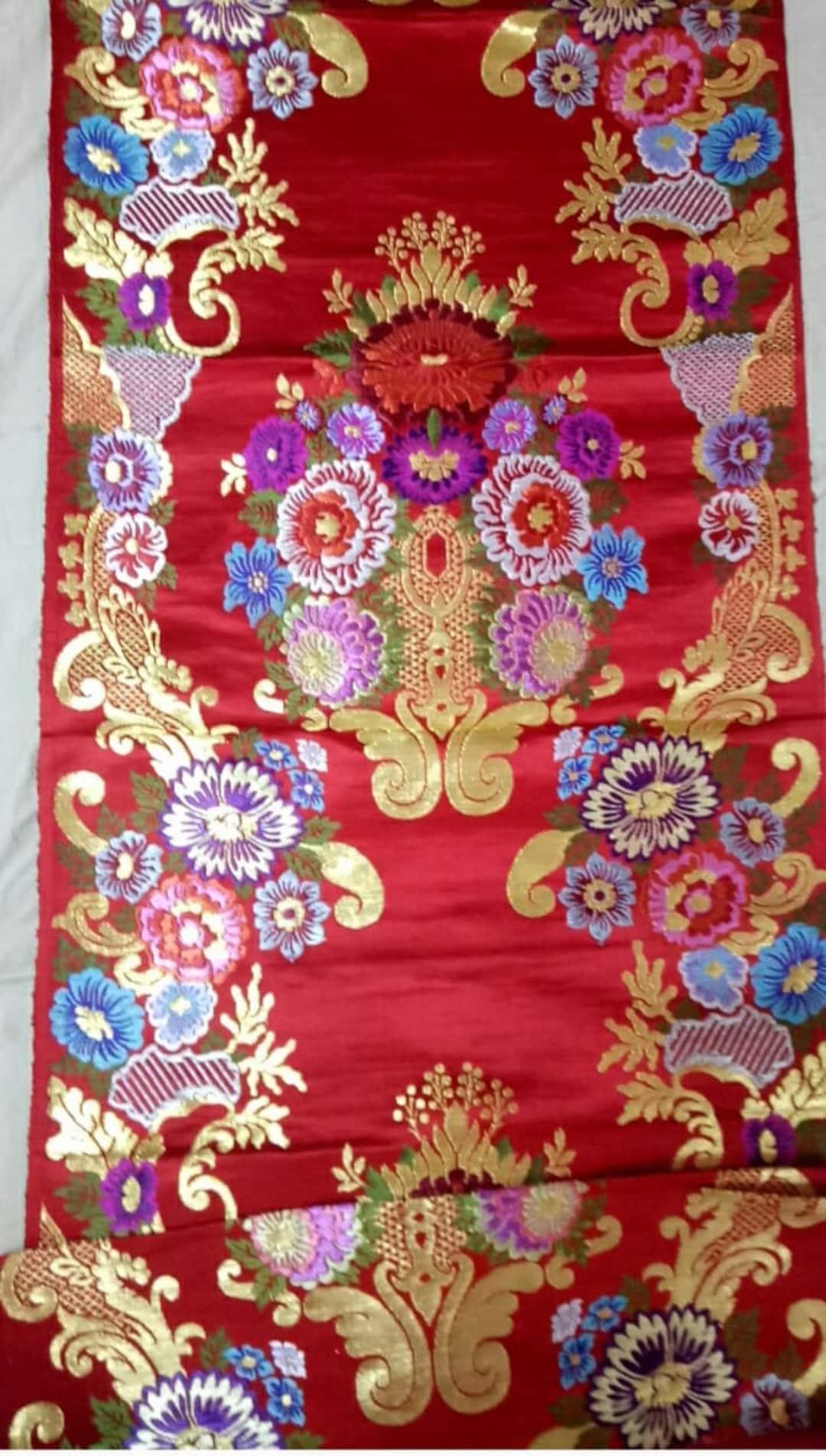 Red Banarasi Brocade Tibetan Brocade Handmade Brocade Handloom Brocade ...