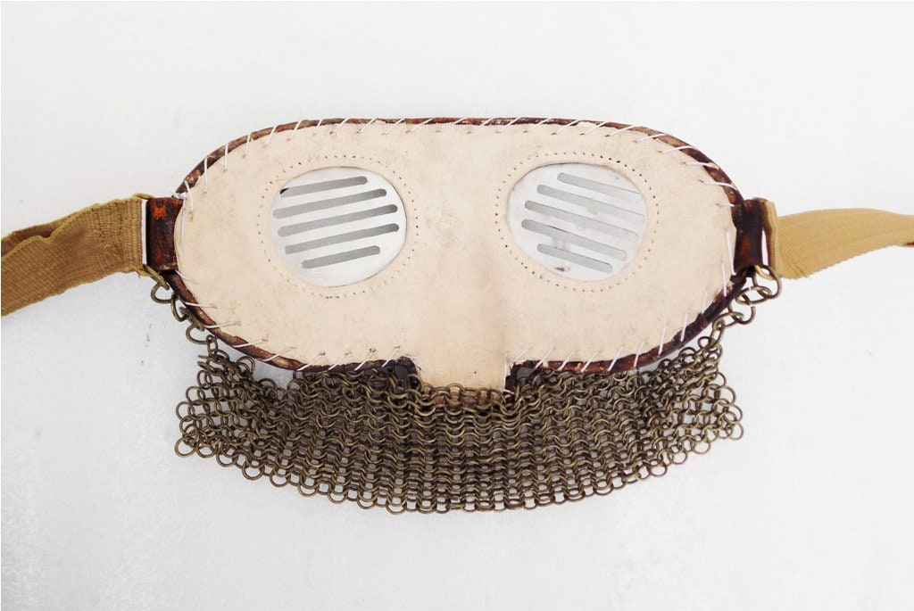 Tank Operators Mask WWI Iron Leather Chain Mail,splinter,vintage ...