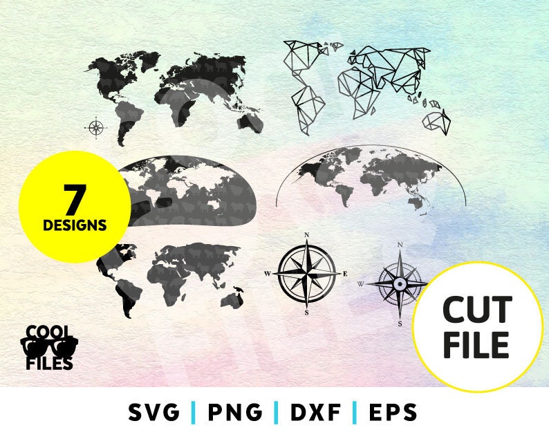 World Map Wall - World Map Cork Board SVG File - Vinyl File - DXF File ...