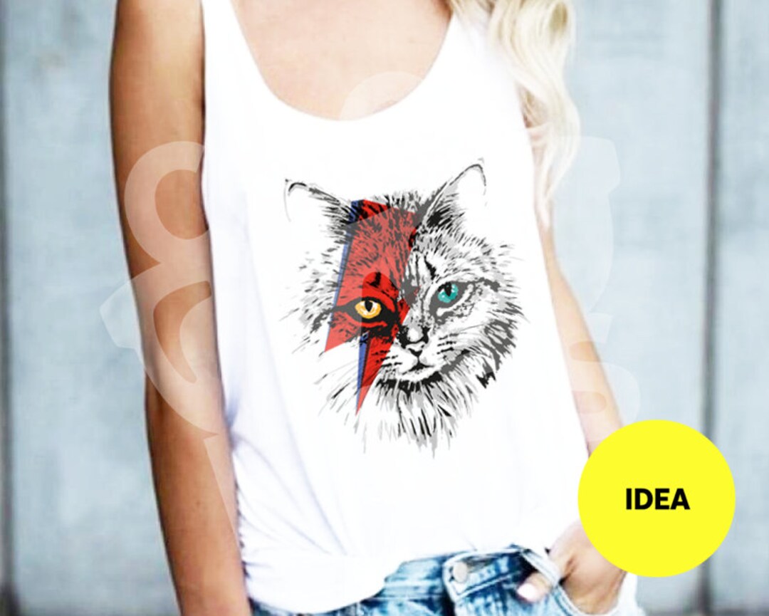 David Meowie Svg - Cat Bowie T-shirt - Lightning T Shirt - T-shirt SVG ...