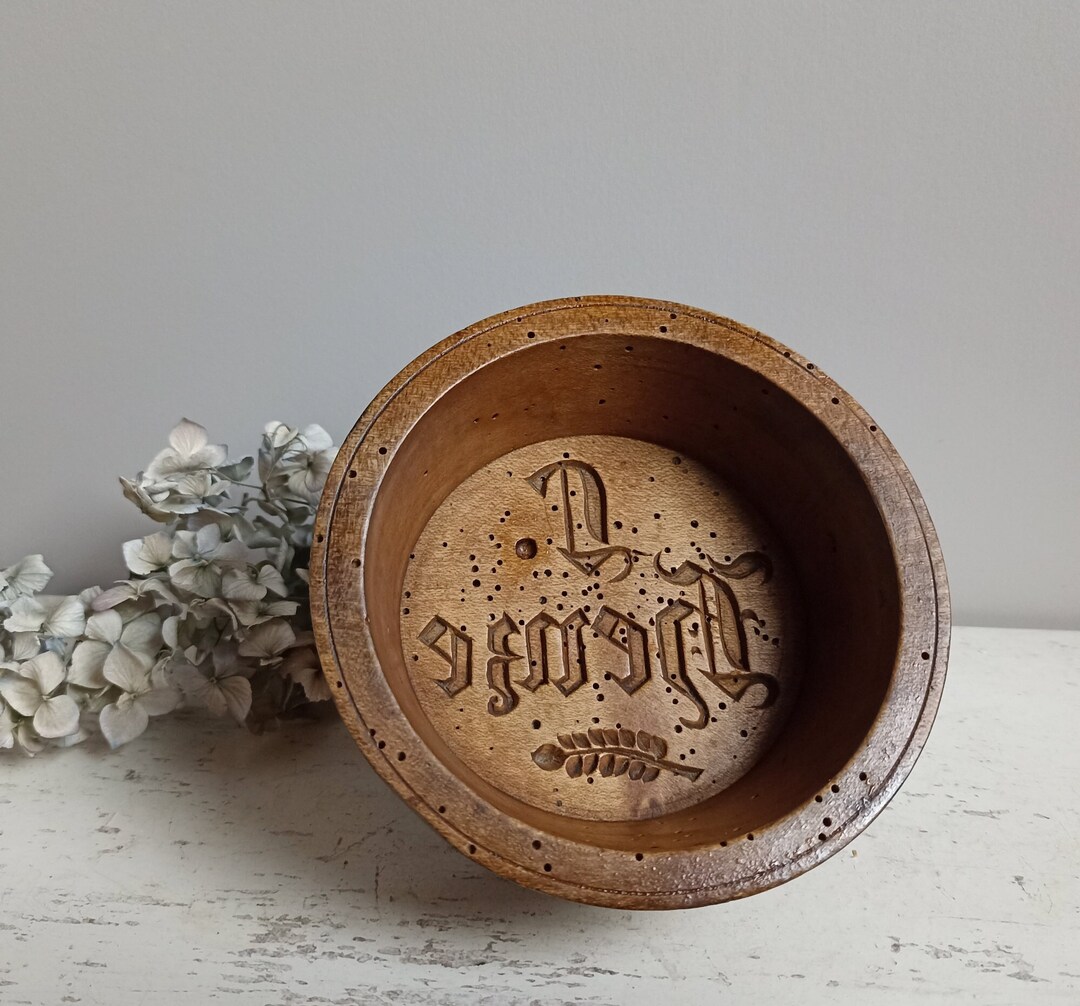Large Antique Wooden Butter Mold Hand Carved Wooden Model Butter Model ...