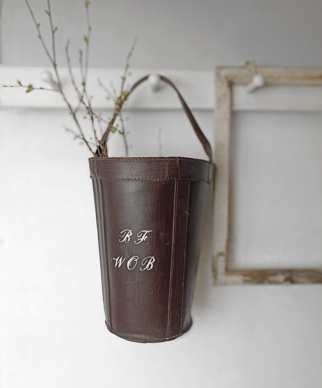 Large Antique Leather Fire Bucket Fire Sack Fire Department Old Antique ...