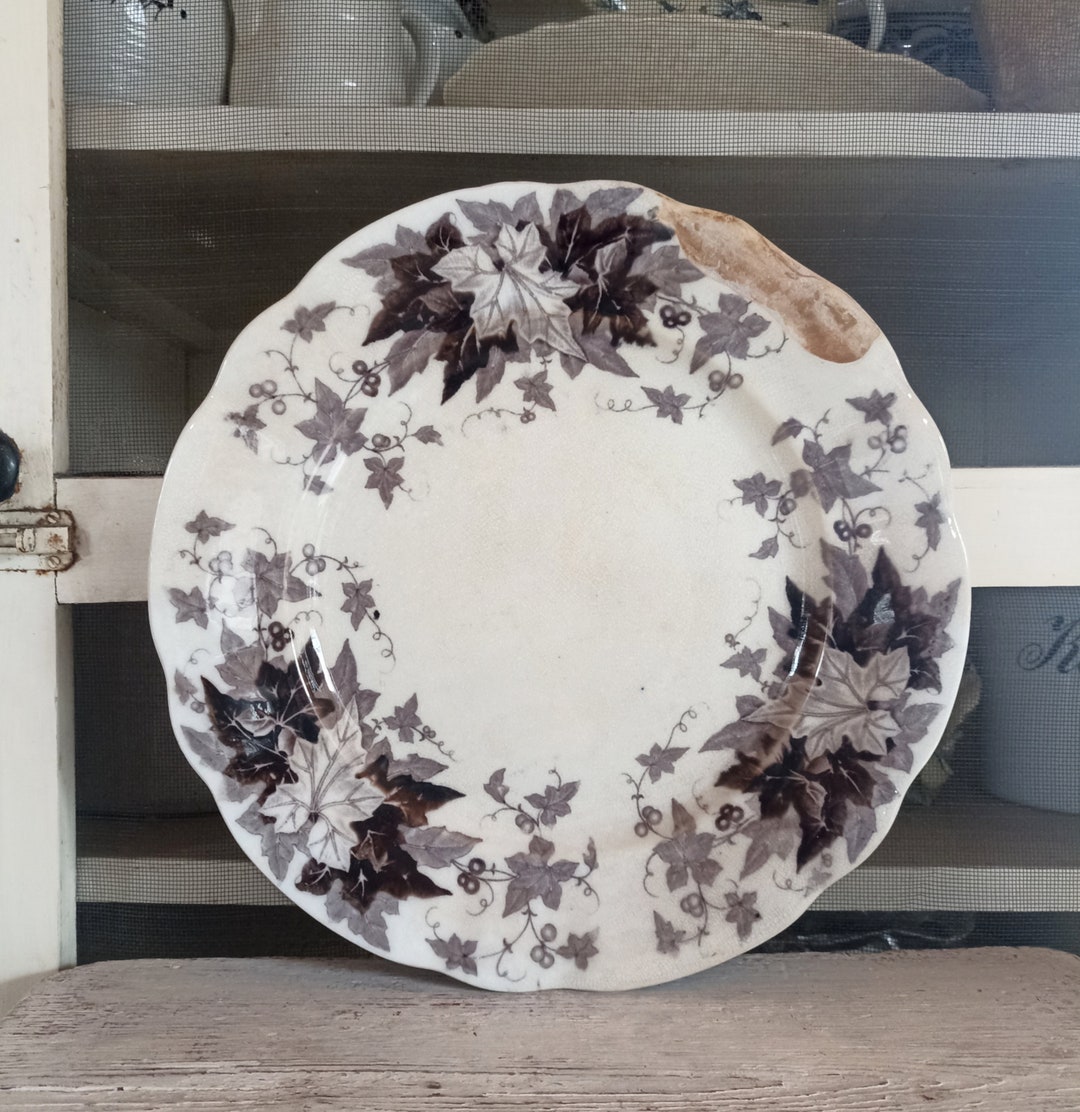 Large Antique 1850 Bryonia Ceramic Plate Patina Serving Plate Ceramic ...