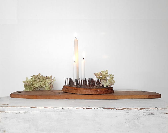 Large Antique Flax Rake Wood Iron Flax Comb Handmade Country House ...