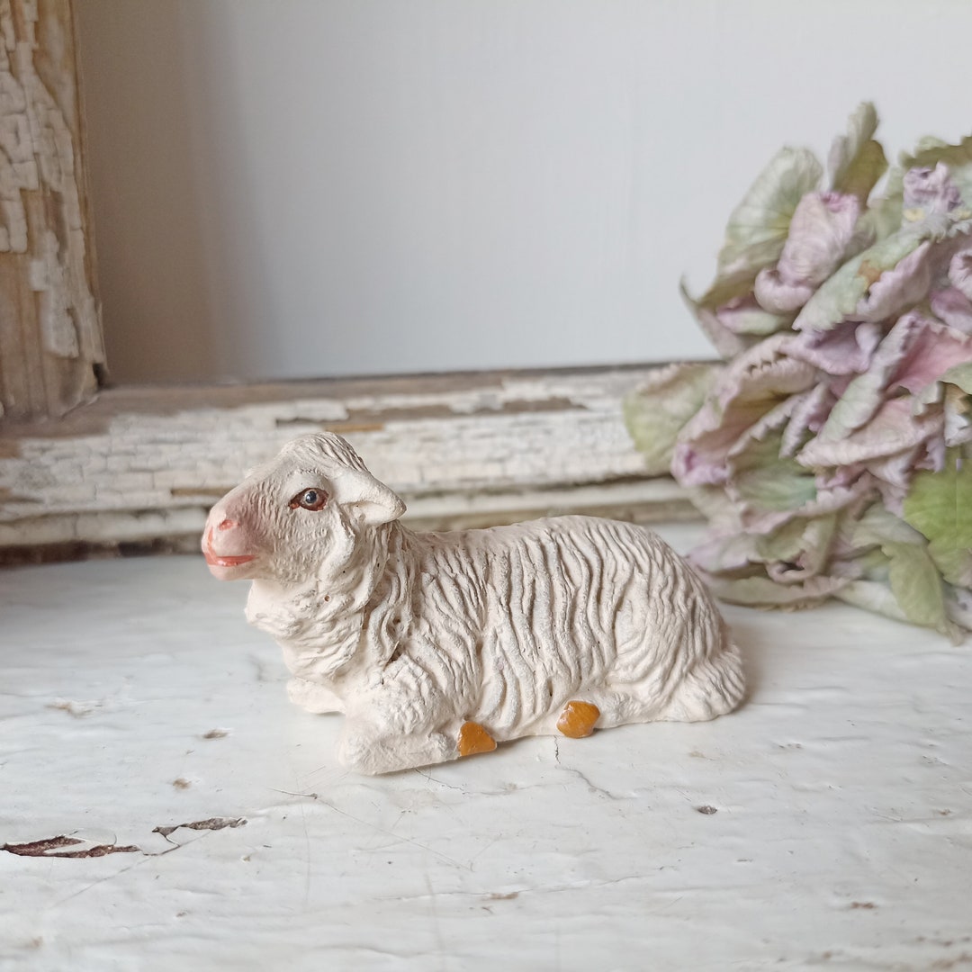 Old Plaster Sheep Hand-painted Nativity Sheep Nativity - Etsy