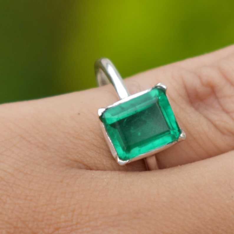 Natural Columbian Emerald Ring 925 Sterling Silver Handmade | Etsy