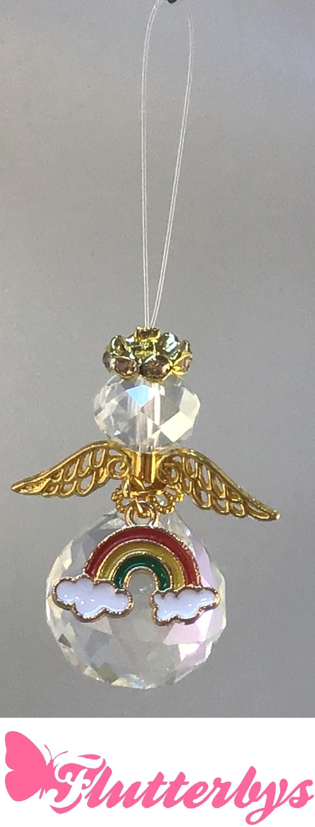 Handmade Crystal Glass Hanging Angel Decoration With Rainbow - Etsy