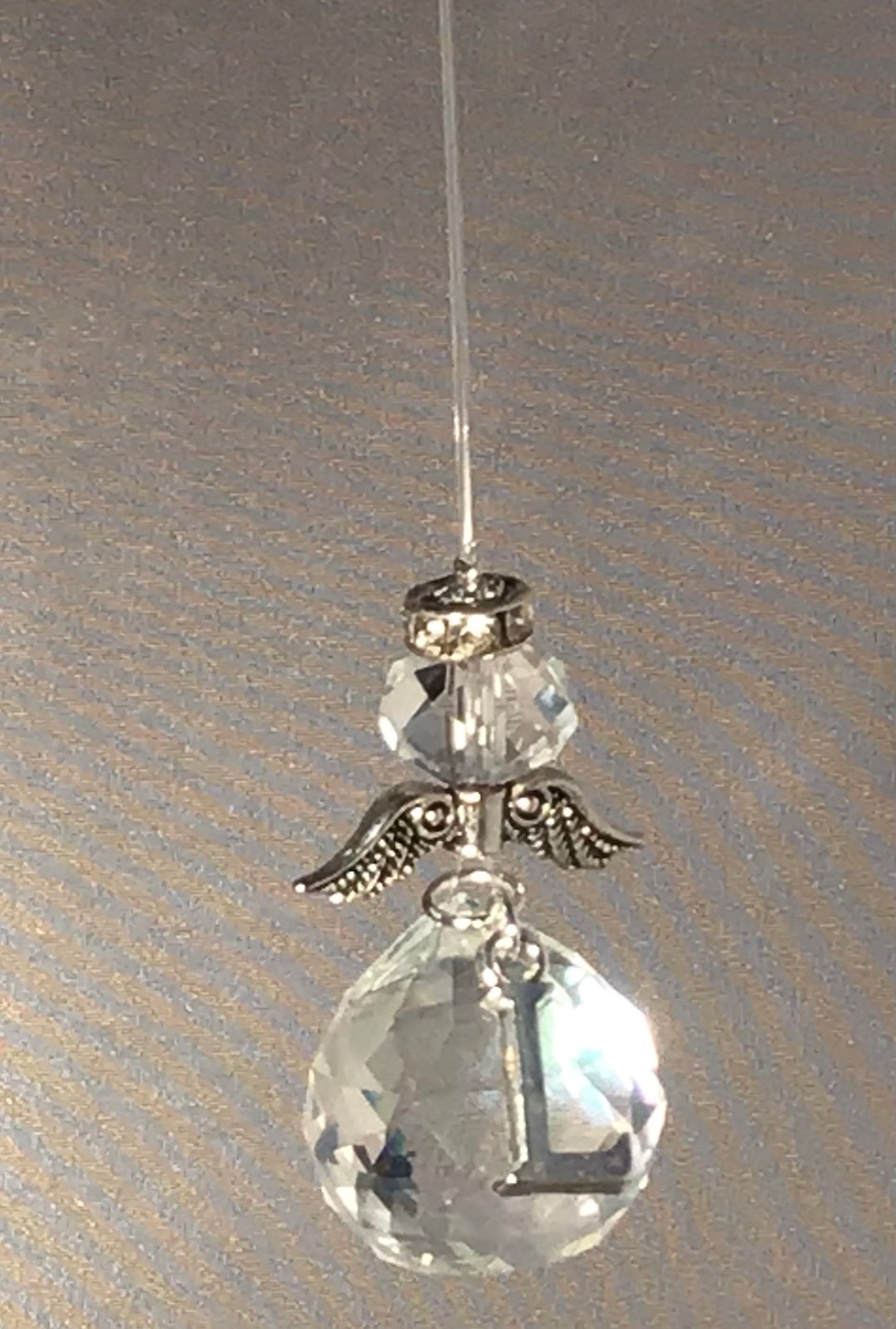 Handmade Crystal Glass Hanging Angel Decoration Personalised - Etsy UK