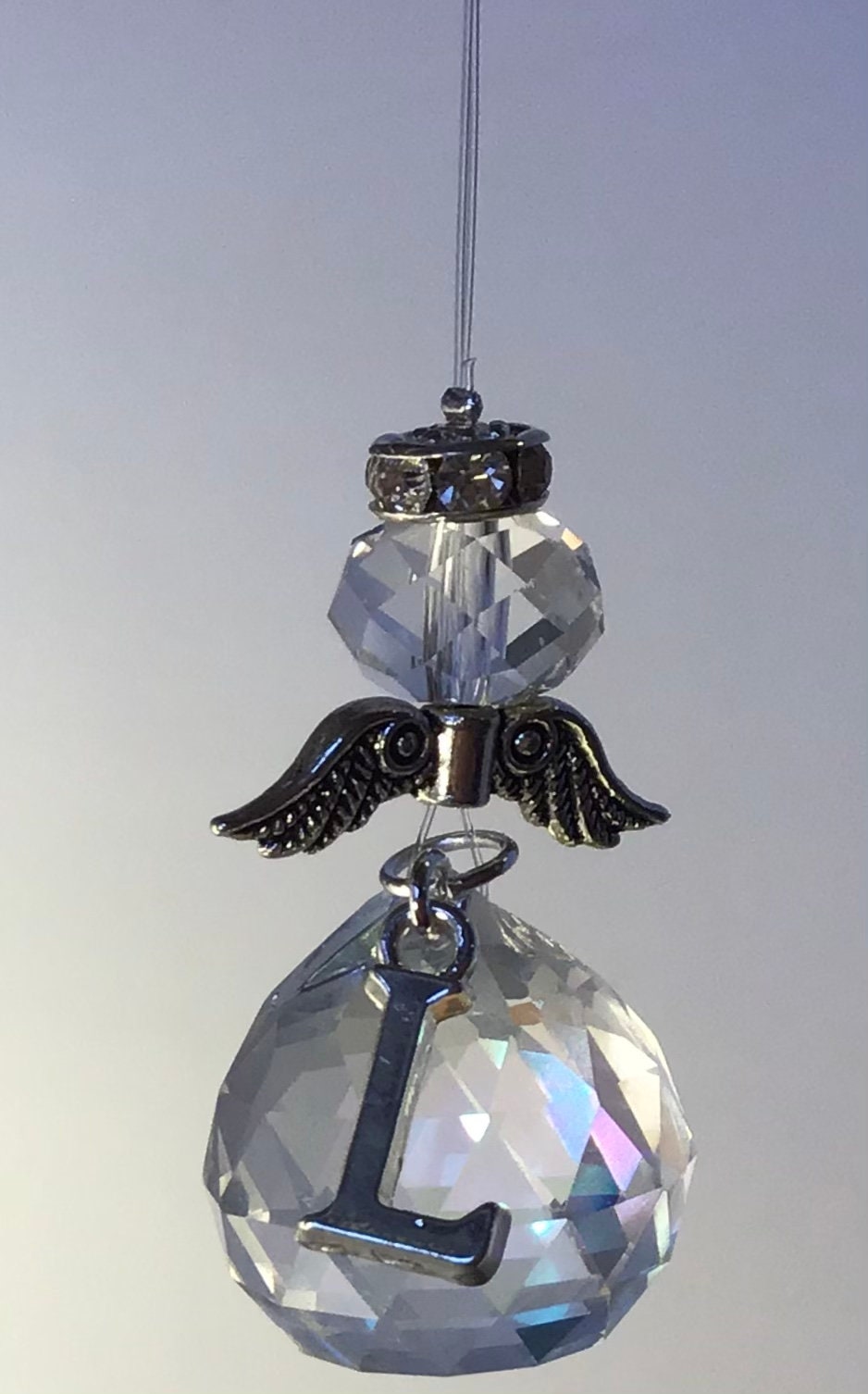 Handmade Crystal Glass Hanging Angel Decoration Personalised - Etsy UK