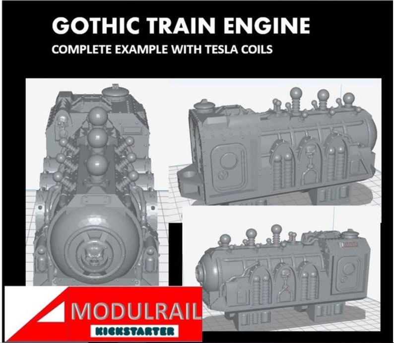STL Gothic Train Engine for 28mm Wargame Monorail - Etsy UK