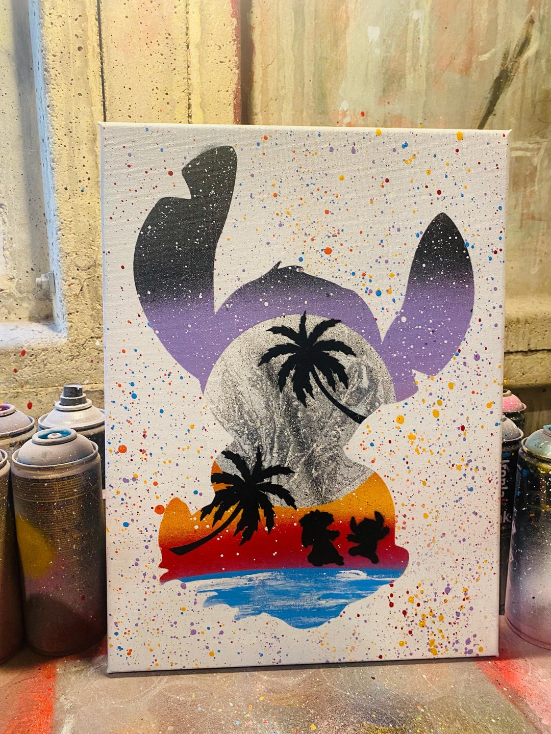 Lilo & Stitch Spray Paint Art Canvas - Etsy