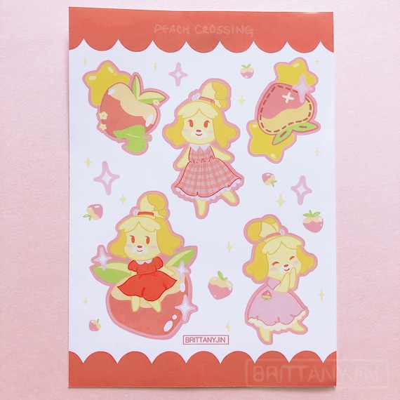 Peach Crossing Vinyl Sticker Sheet | Etsy