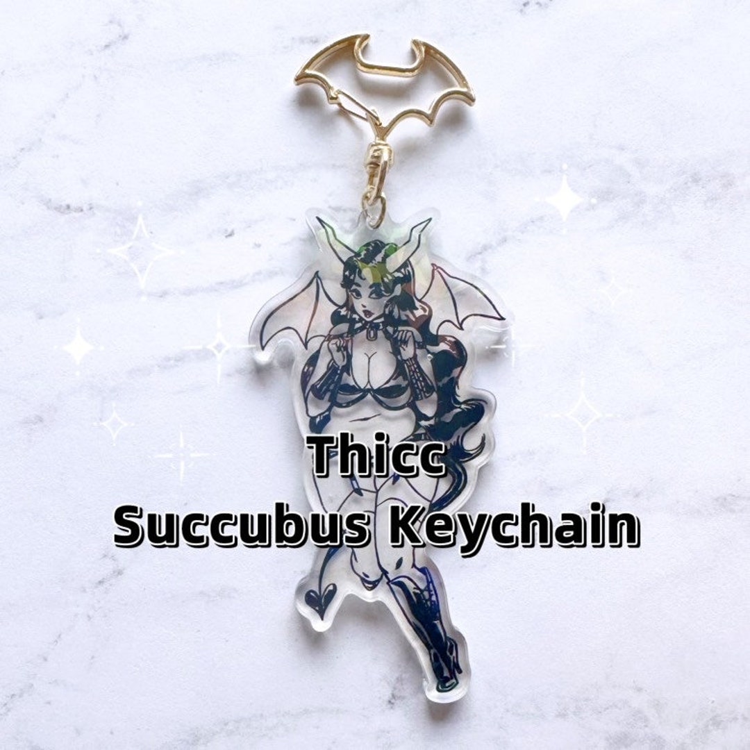 Holographic Thicc Succubus Acrylic Keychain - Etsy