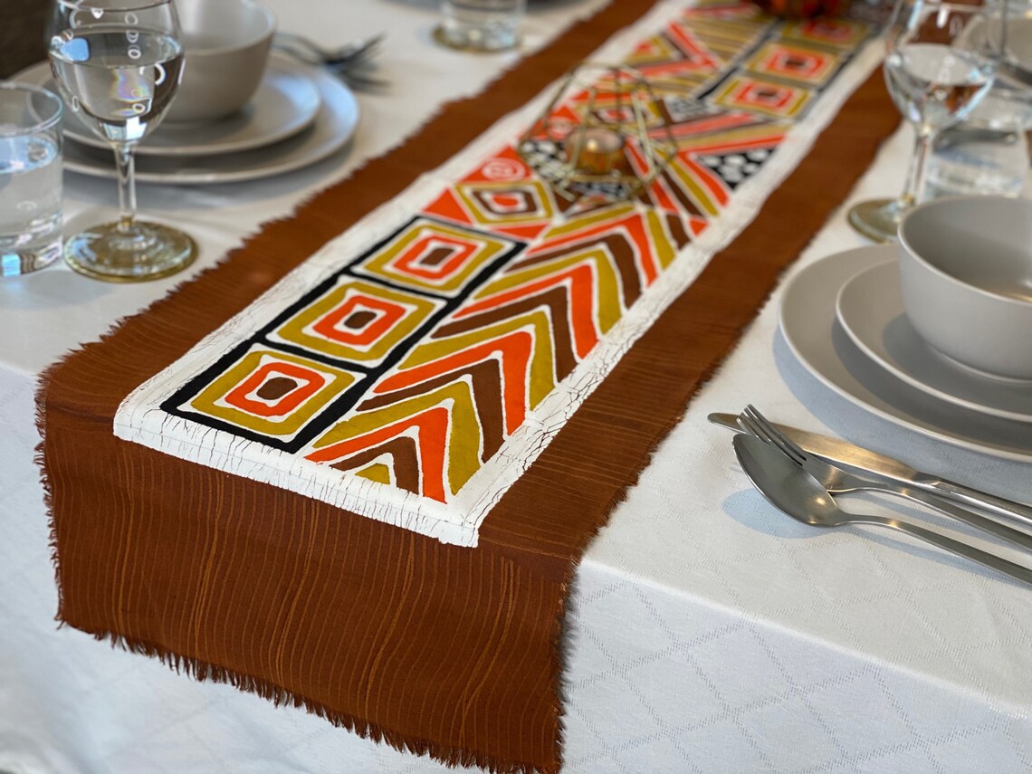 LIGHT BROWN MUDCLOTH Table Runner Zimbabwean Handmade/ - Etsy