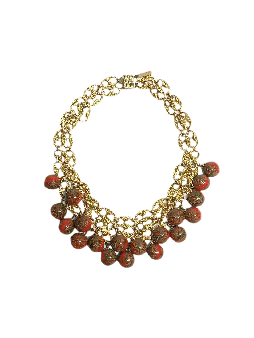 Rare Vintage BALENCIAGA Paris Signed Necklace Two Strand Gold Textured ...