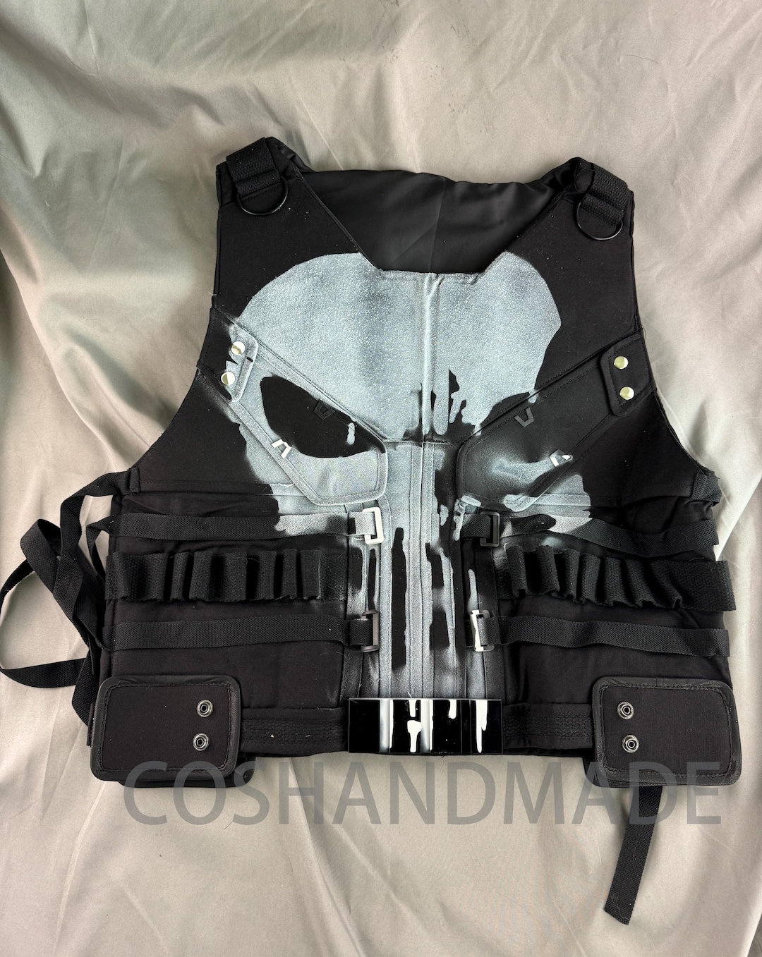 The Black Vest Skull Vest Cosplay Vest Handmade Painted Skull Vest - Etsy