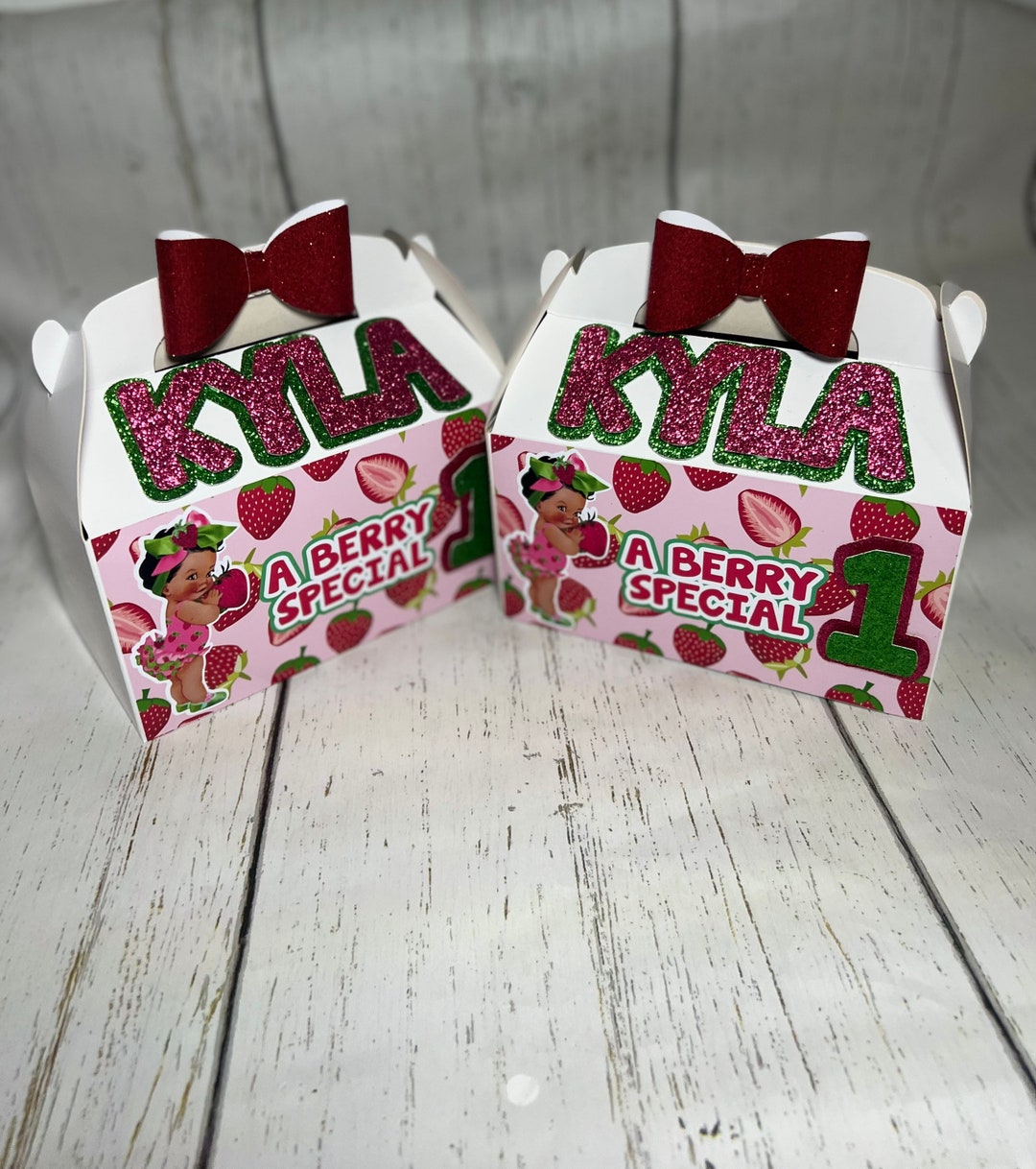 Strawberry Boxes, Party Favor Boxes, Favor Boxes, Berry First Birthday ...