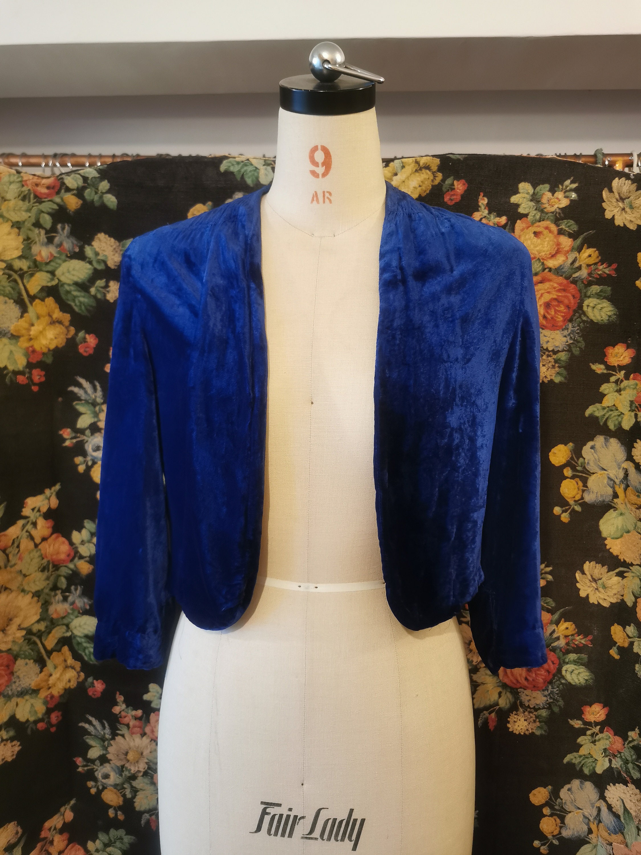 1930's Vintage Blue Velvet Bolero Jacket - Etsy