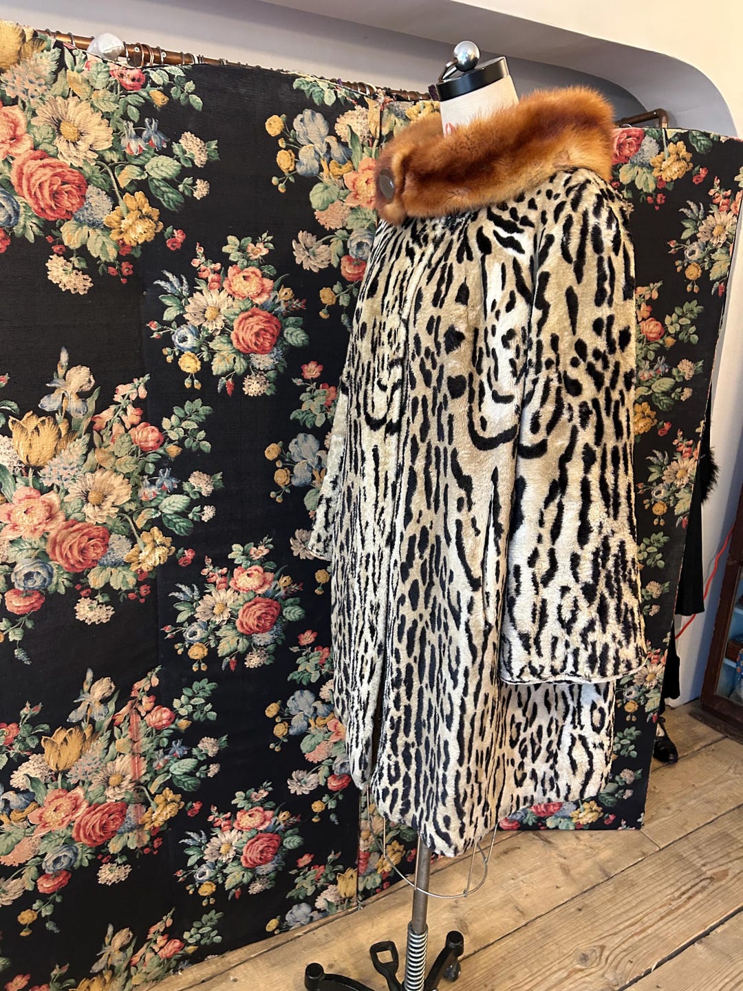 1960s Leopard Print Coat With Mink Fur Collar | Vintage Animal Print ...