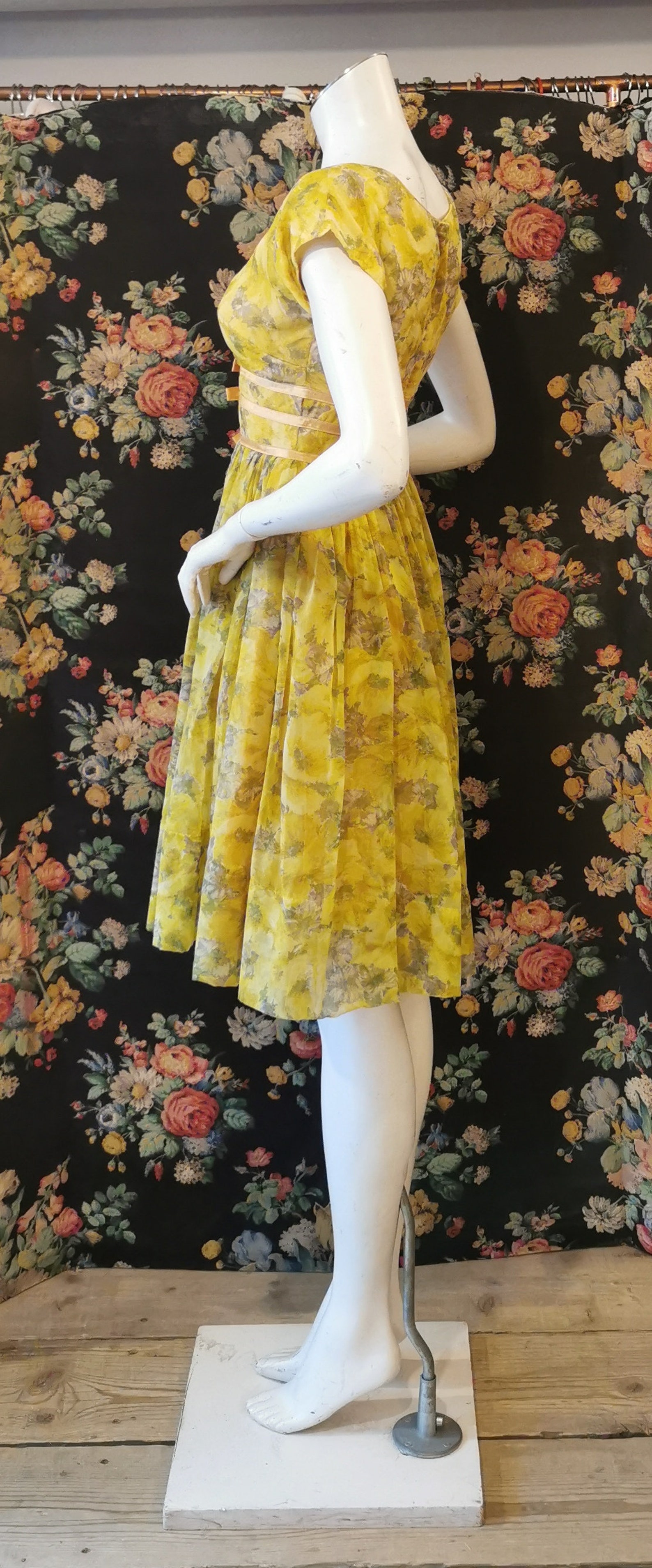 Pretty Yellow Floral Party Dress - Etsy