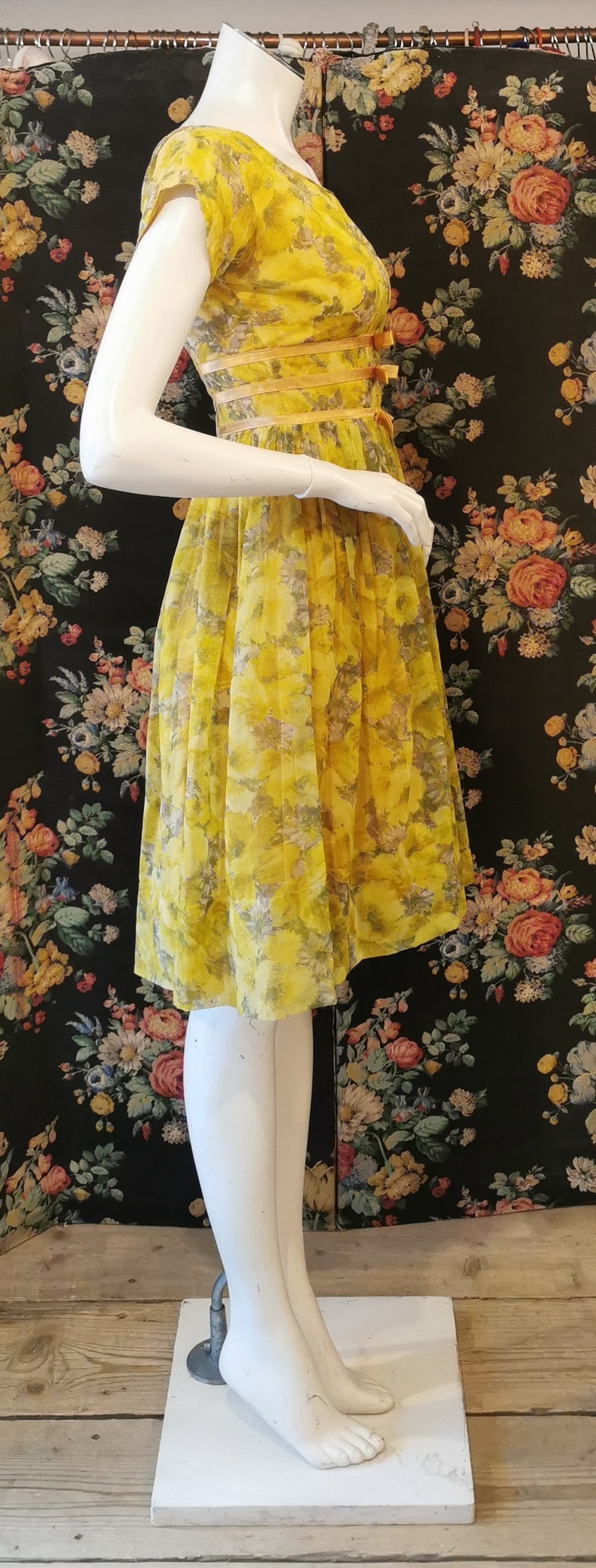 Pretty Yellow Floral Party Dress - Etsy