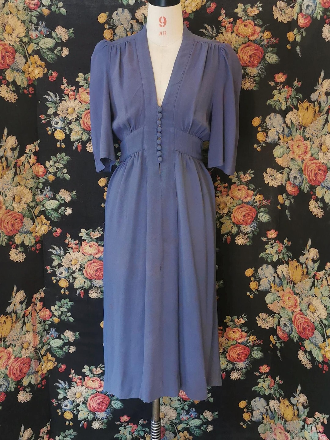 Ossie Clark Slate Blue Short Sleeve Dress 1970s - Etsy
