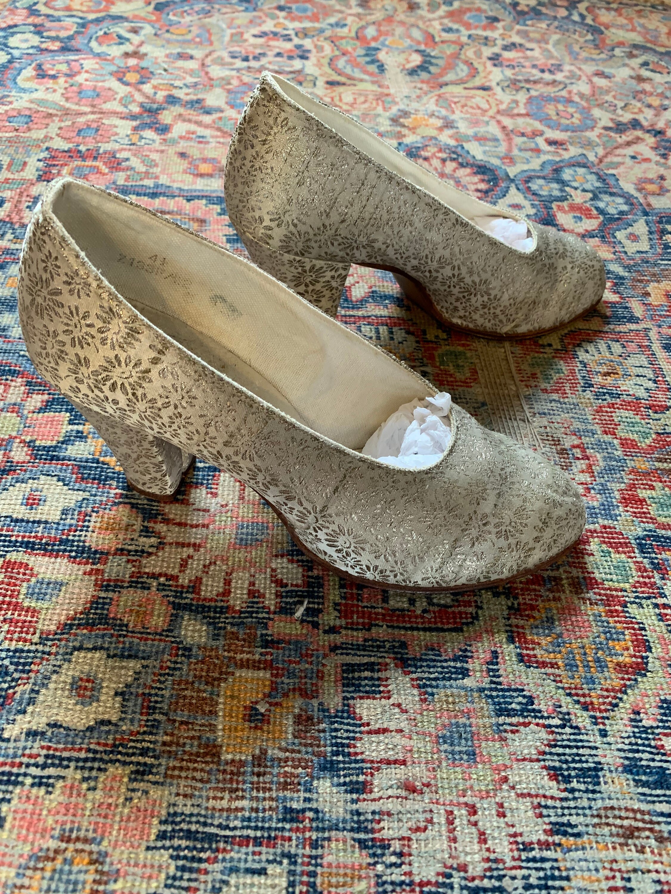 Vintage 1940s Cc41 Lame Wedding Shoes - Etsy