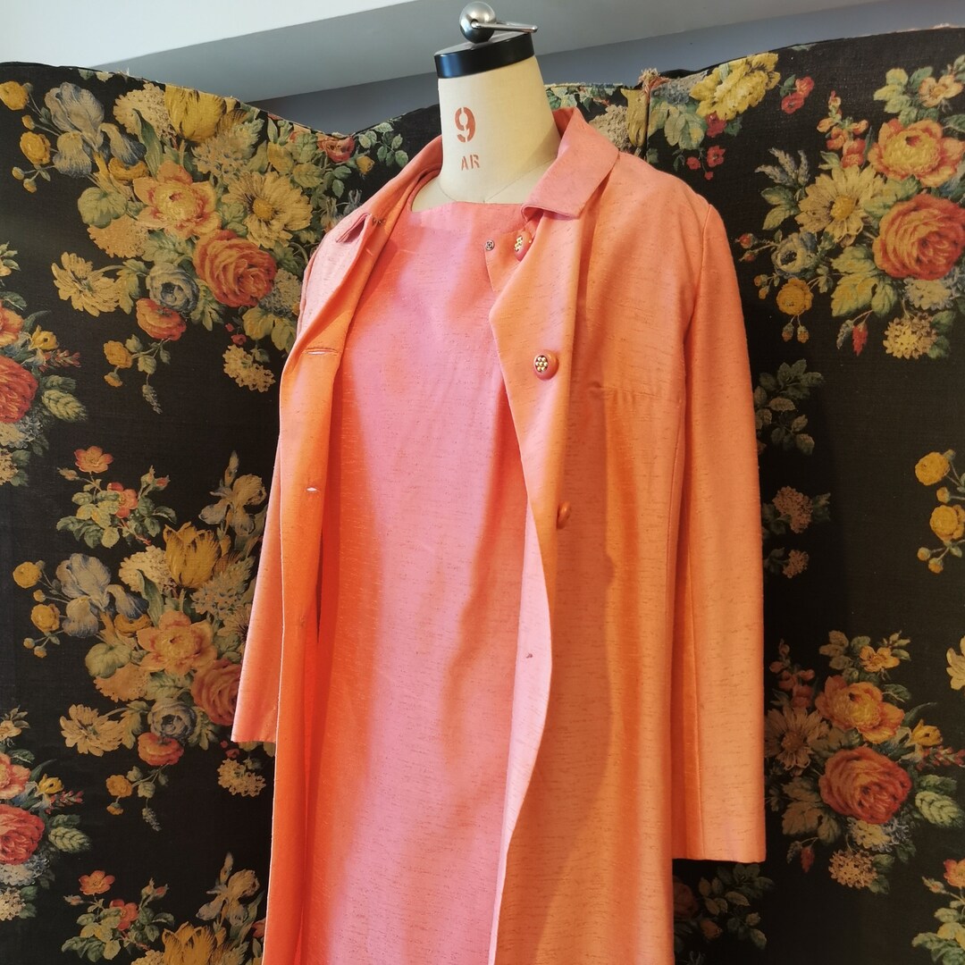 Eastex Pink Silk Dress and Jacket Set - Etsy