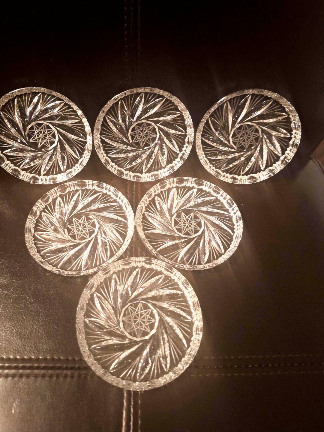 Brilliant Cut Etched Glass Coasters.pinwheel Pattern - Etsy