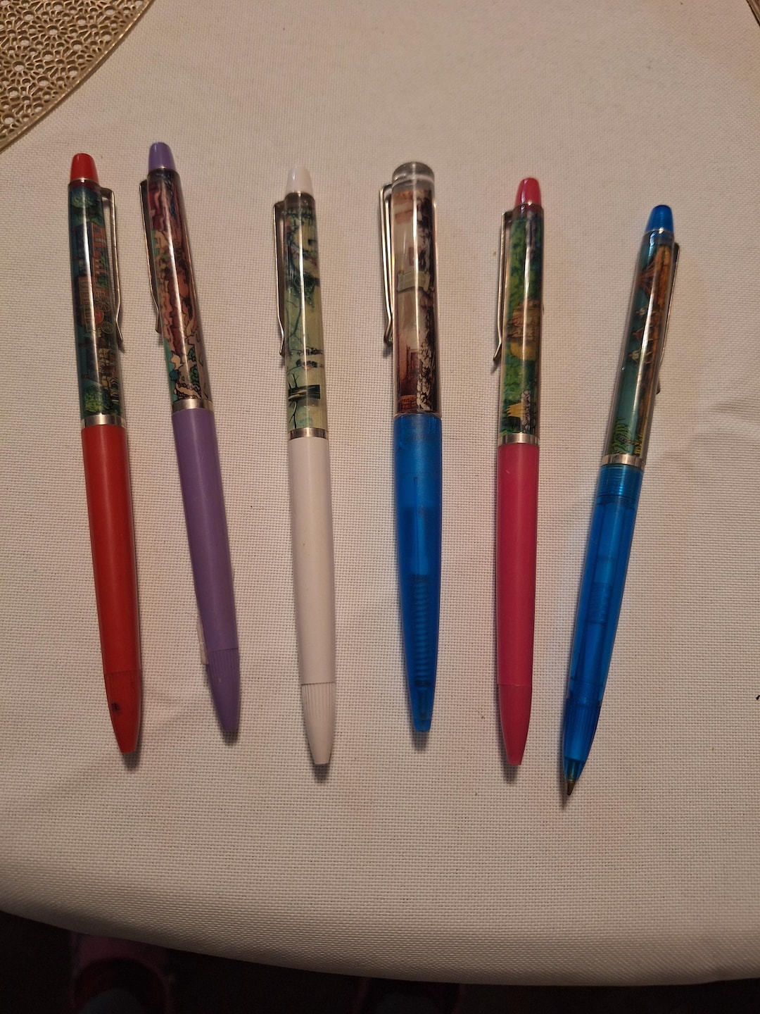 Lot of Six Vintage Floaty Pens.memories of Places Traveled.no Ink in ...