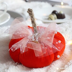 Orange Velvet Pumpkins Pumpkin Centerpiece Halloween Tiered - Etsy