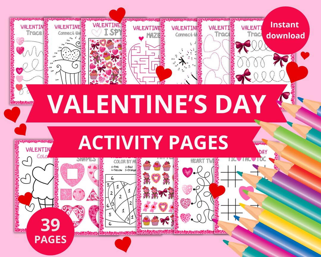 Valentines Day Coloring Pages, Activity Sheet, Kids Valentines ...