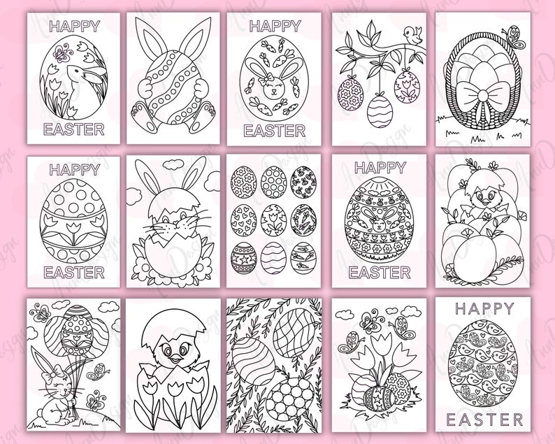 30 Easter Coloring Pages Easter Egg Coloring Pages for Kids - Etsy