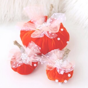 Orange Velvet Pumpkins Pumpkin Centerpiece Halloween Tiered - Etsy