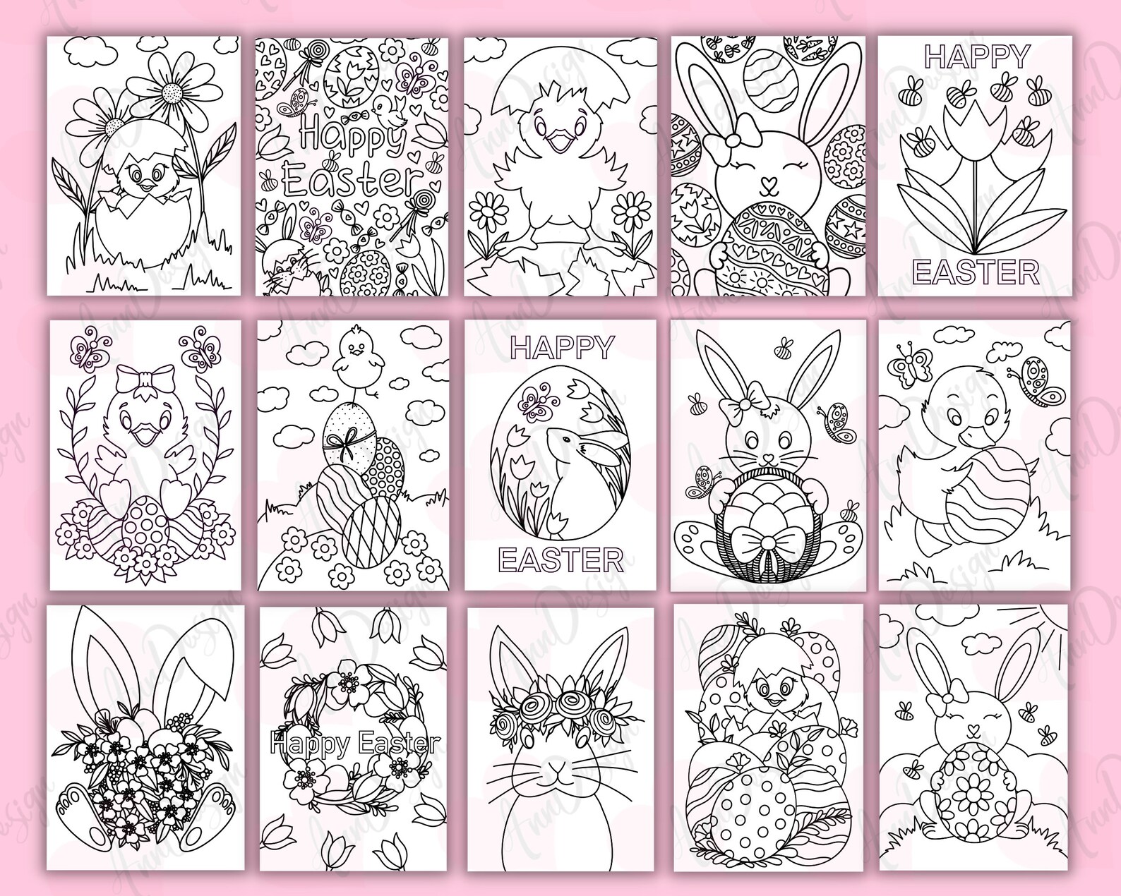 30 Easter Coloring Pages Easter Egg Coloring Pages for Kids - Etsy