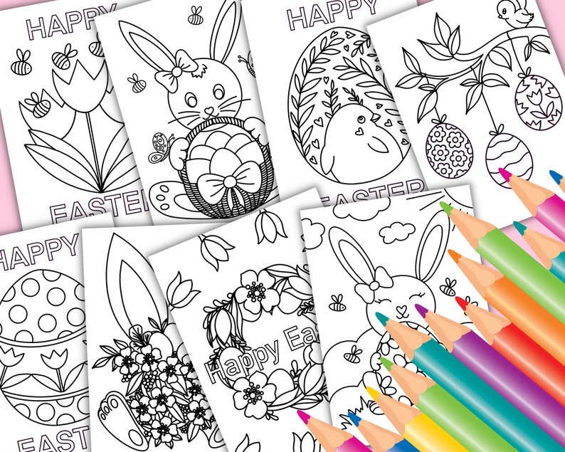 30 Easter Coloring Pages: Bunny, Chick, Eggs (PDF Printable) - Etsy