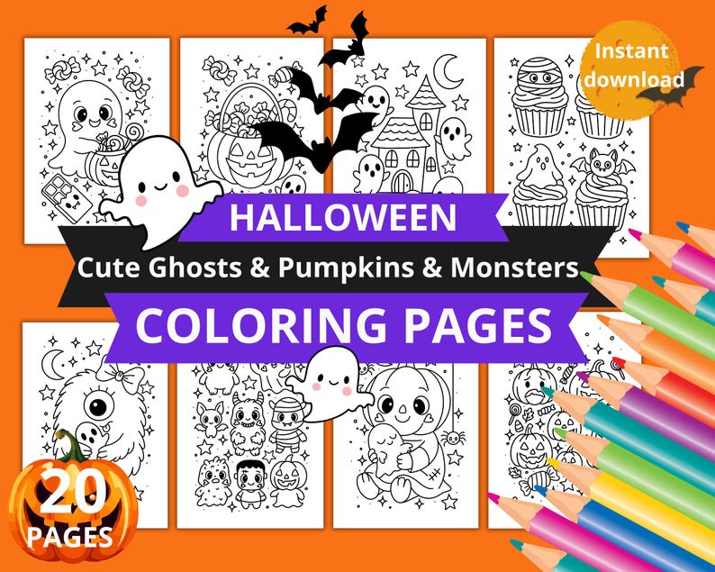 Halloween Coloring Pages – Cute Ghosts, Pumpkins, Monsters | Printable ...